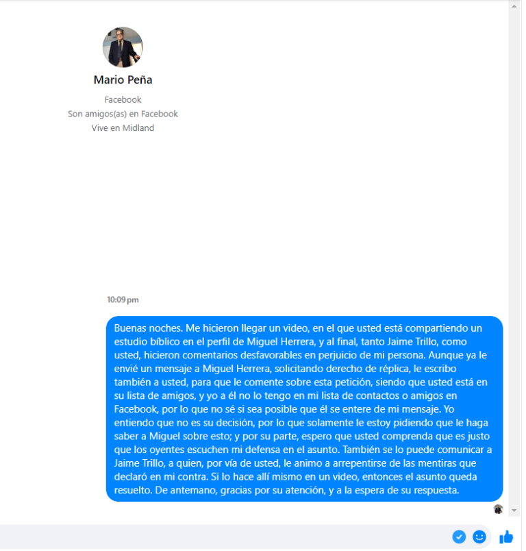 Respuesta a Miguel Herrera, Jaime Trillo y Mario Peña. – Esta es mi defensa